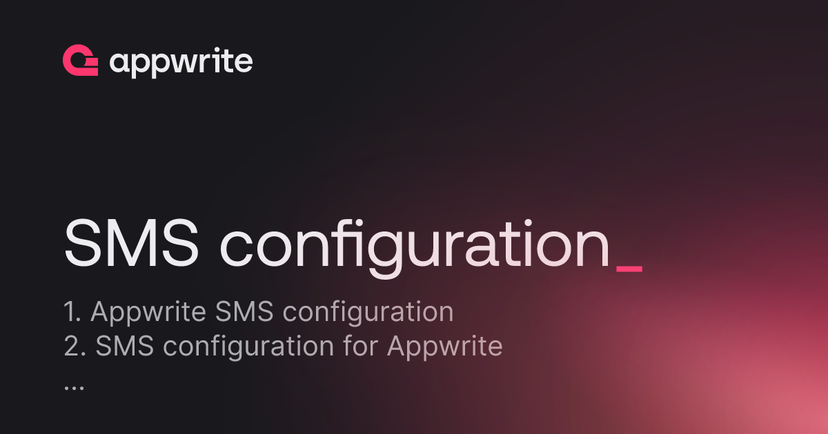 Sms Configuration Threads Appwrite